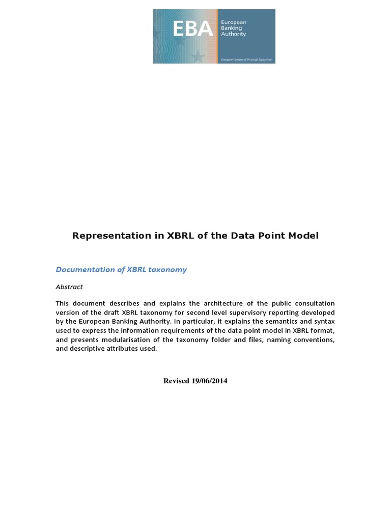 EBA Architecture For XBRL Representation of DPM | PDF