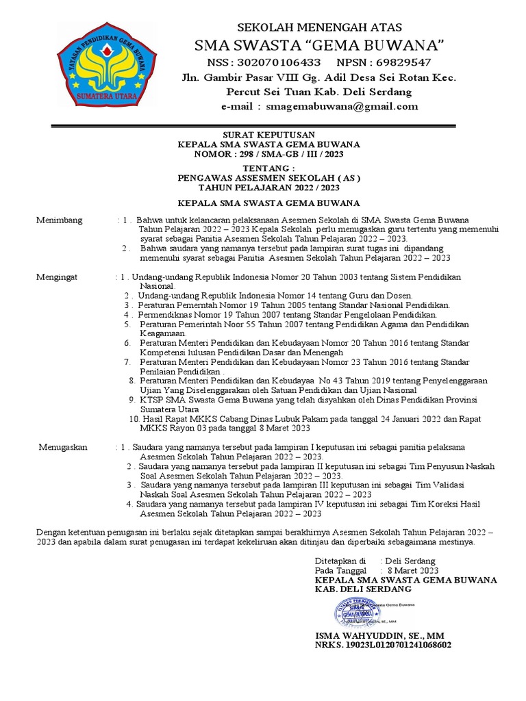 SK PENGAWAS AS 2023 OK | PDF