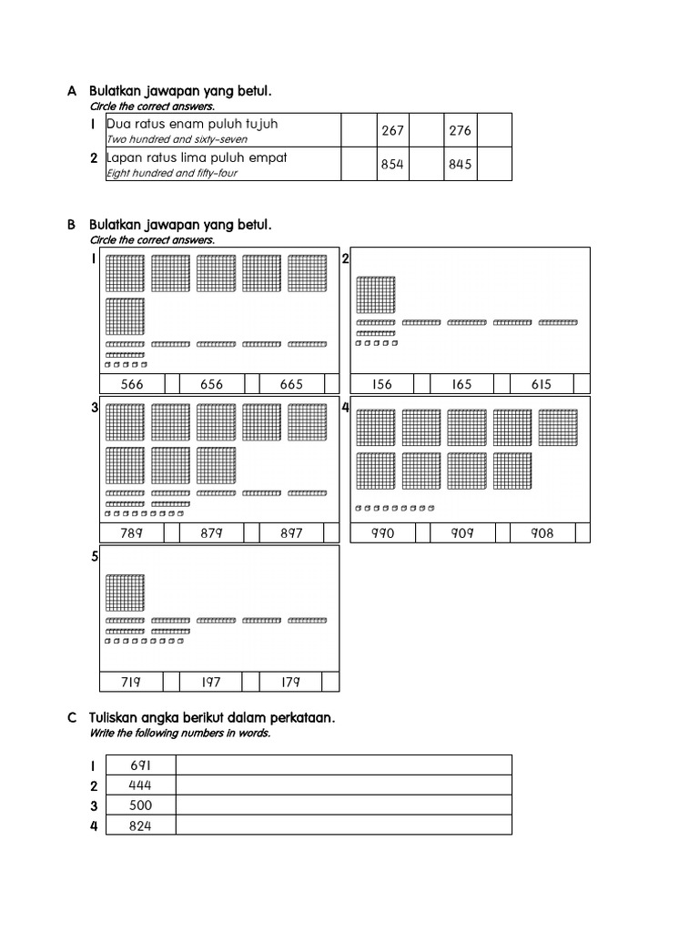 Maths Tahun 1 Part B | PDF