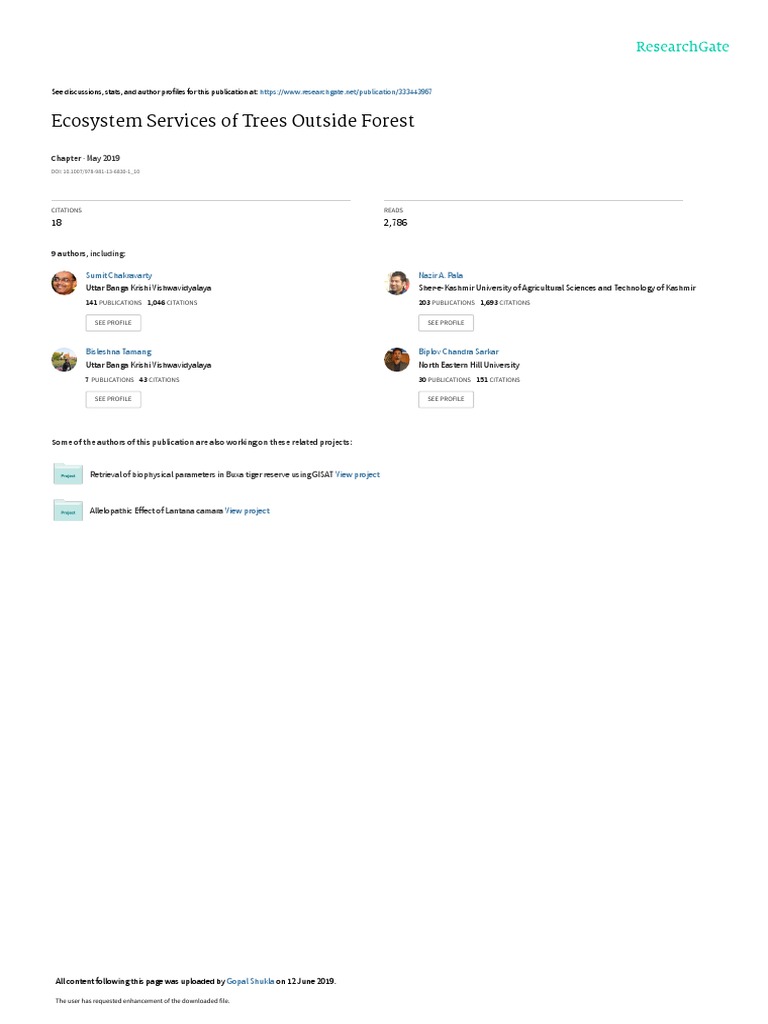 Ecosystem Services Tree Outside Forest | PDF
