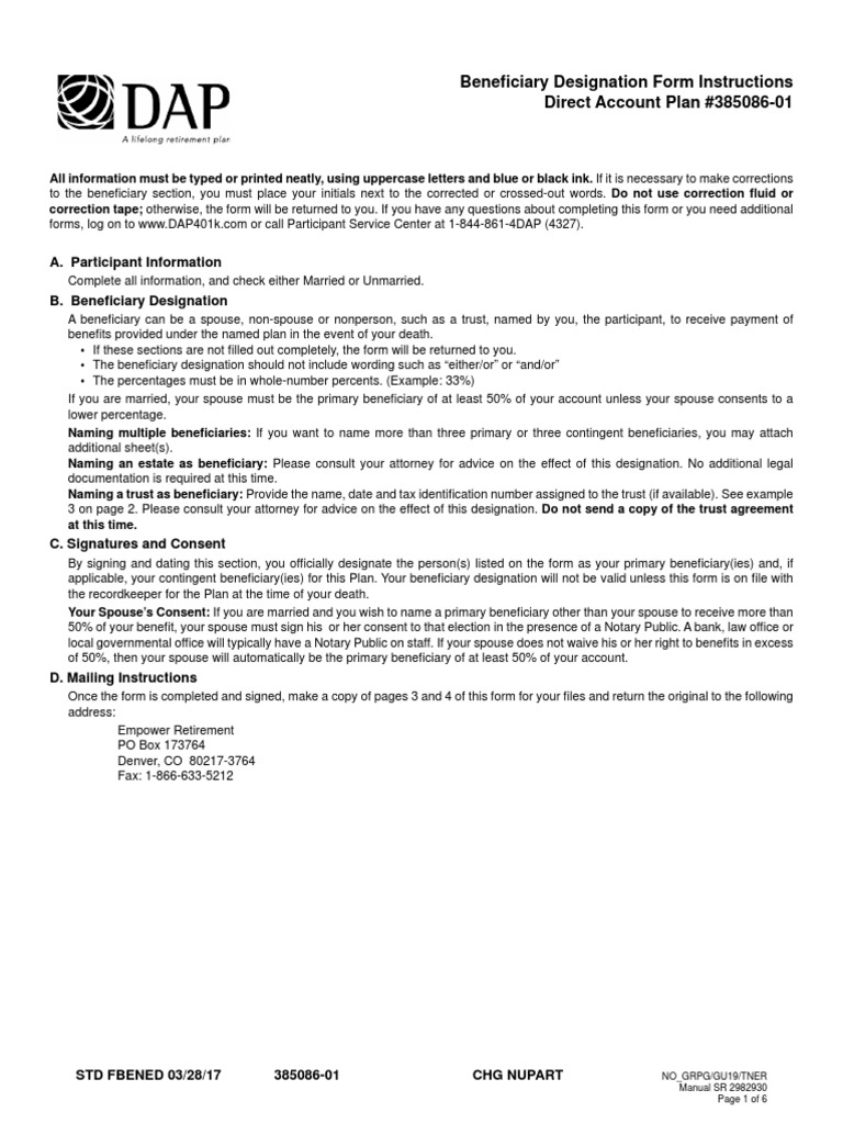 Beneficiary Designation Form | PDF | Notary Public | Trust Law