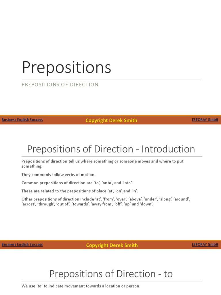 4.1 Prepositions - of - Direction PDF | PDF | English Language