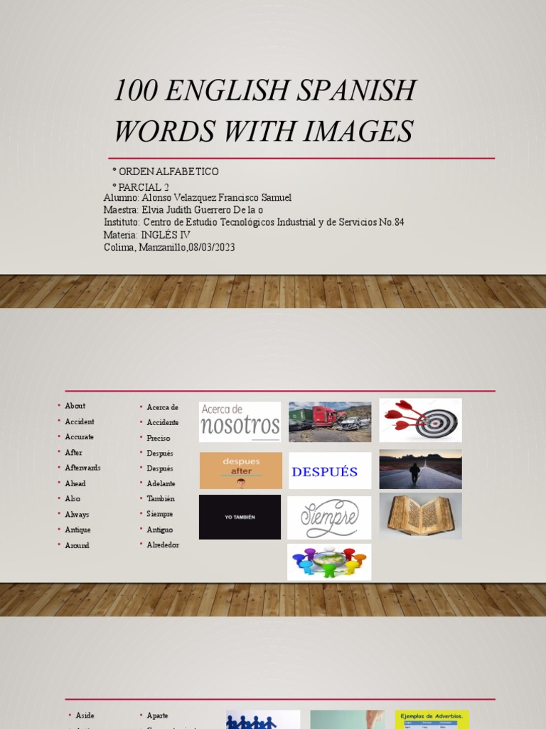 100 Palabras Inglés Español Con Imágenes | PDF