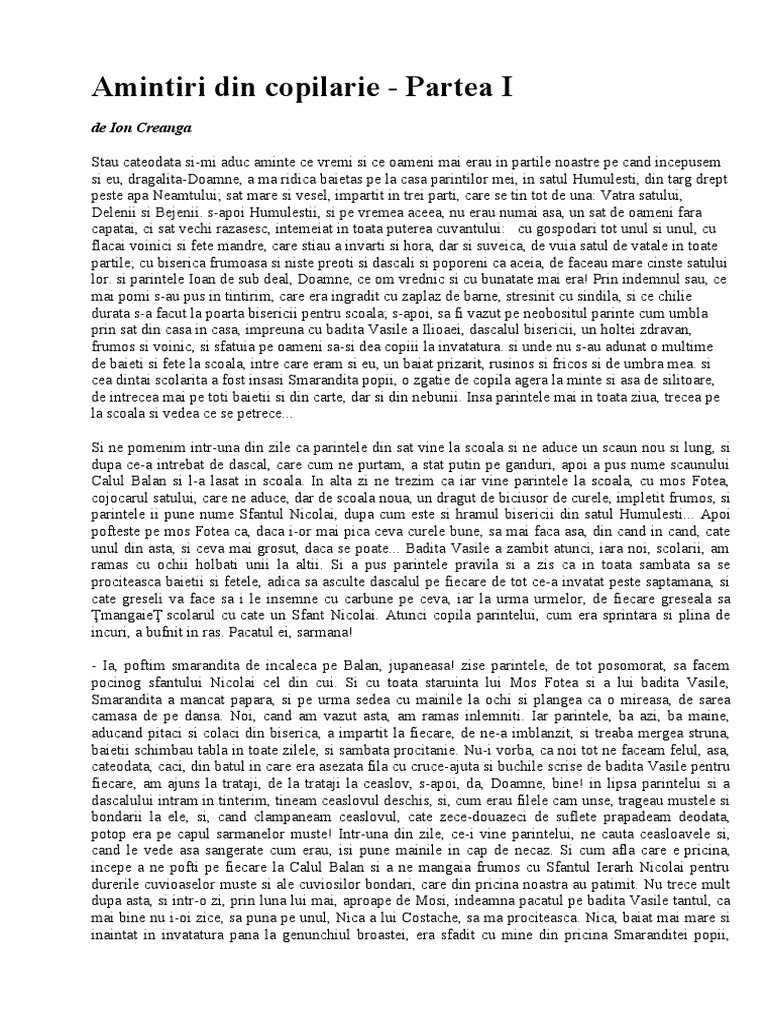 Amintiri Din Copilarie I | PDF