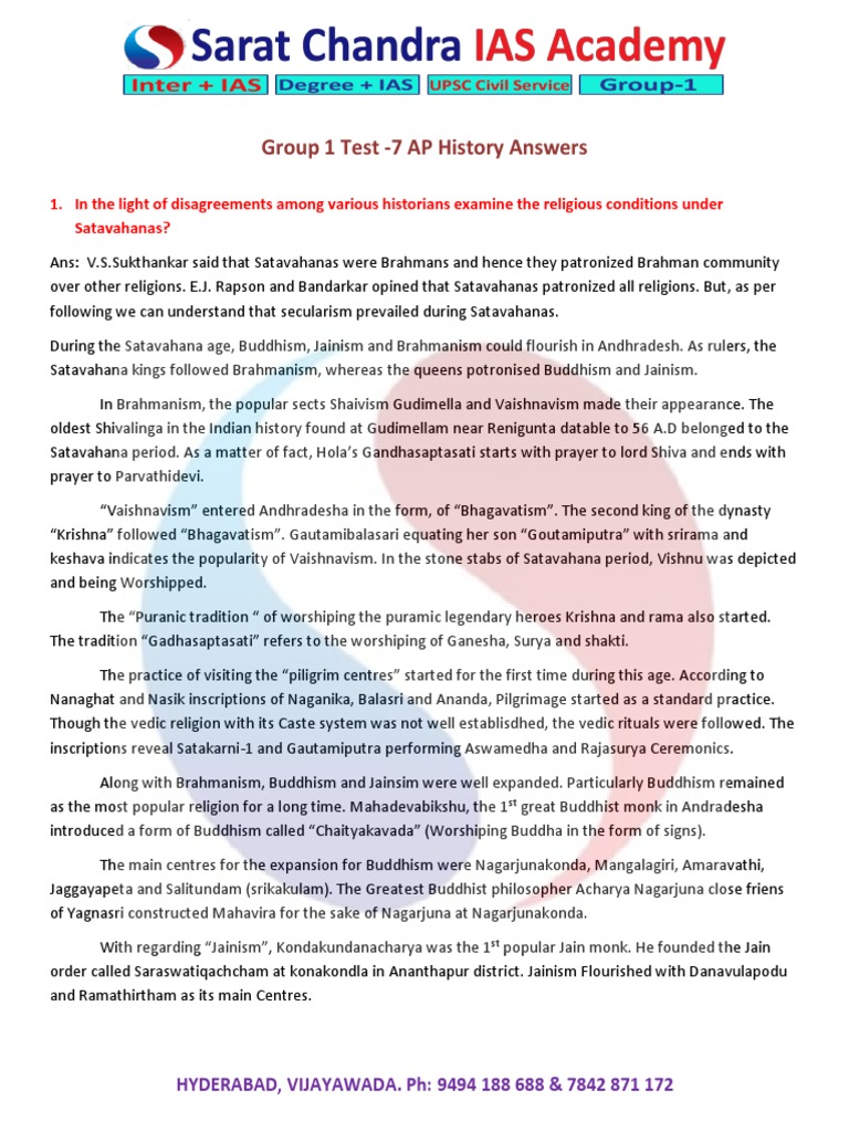 Appsc Mains Ts Test 7 Answers | PDF