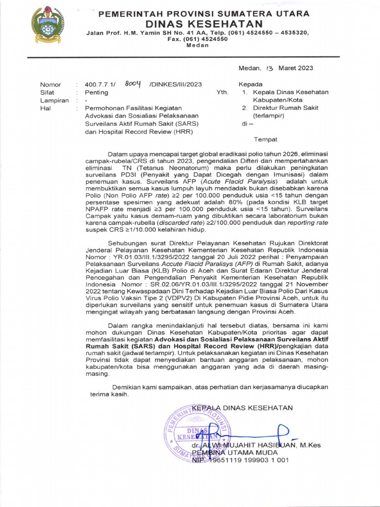 Surat Pelaksanaan SARS Dan HRR | PDF