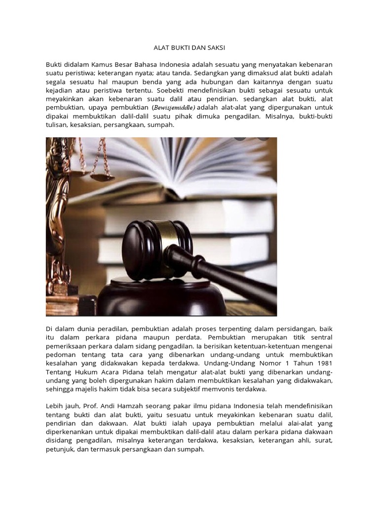 Alat Bukti Dan Saksi | PDF Alat Bukti Dan Saksi | PDF