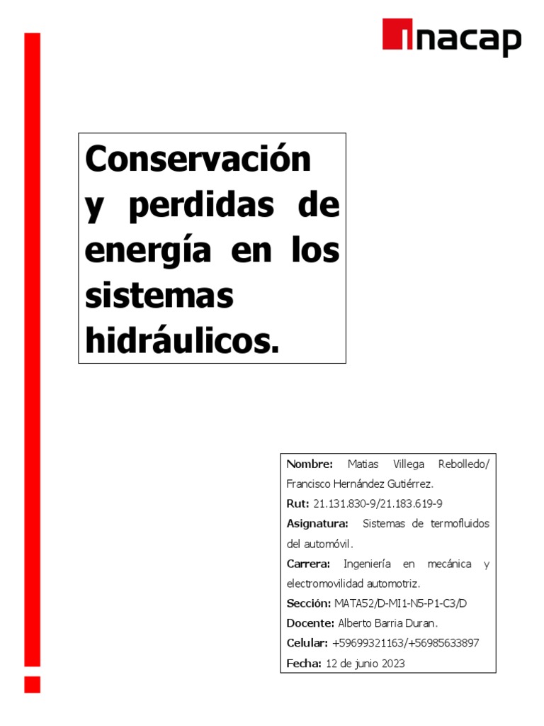Informe Sistemmas Hidraulicos Matias Villega y Francisco Hernandez ...