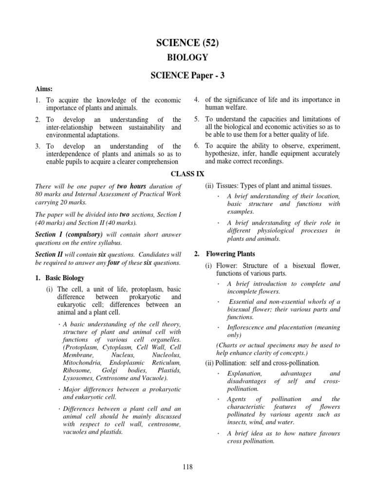 ICSE 9th - Biology 2023-24 Council Syllabus-1-4 | PDF | Cell (Biology ...