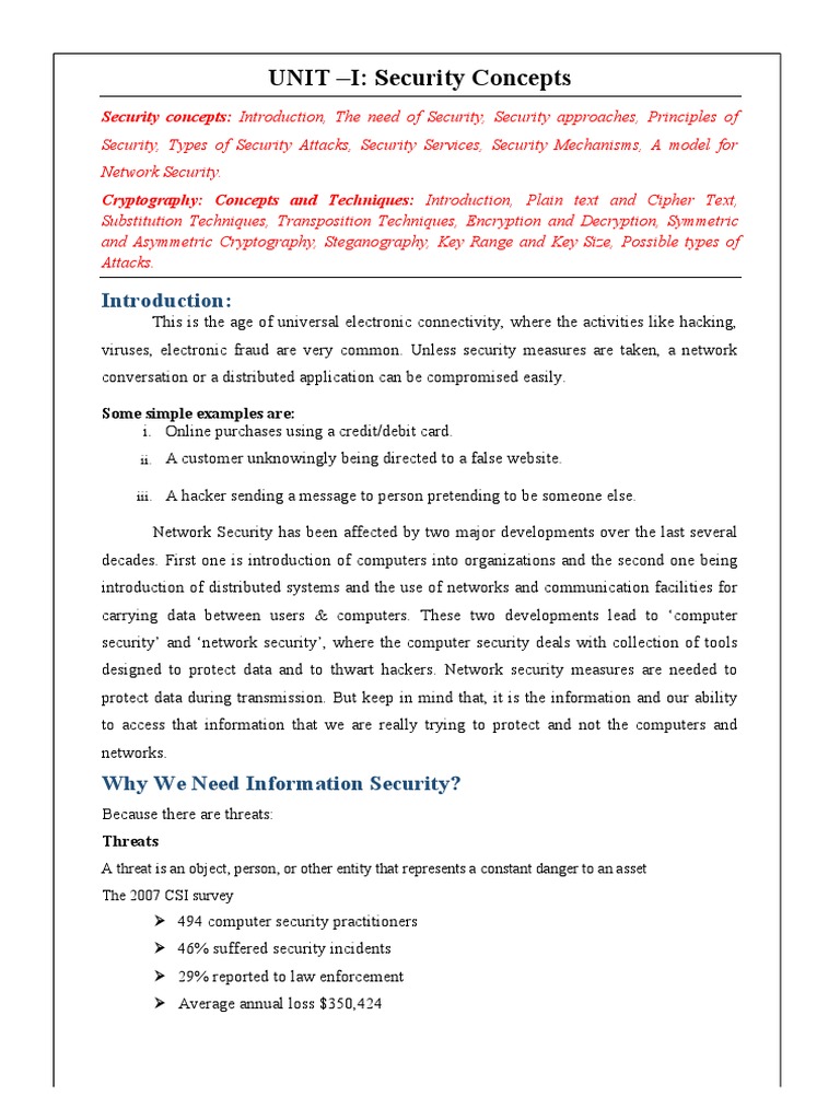 CNS UNIT 1 Notes | Download Free PDF | Cryptanalysis | Encryption CNS UNIT 1 Notes | Download Free PDF | Cryptanalysis | Encryption