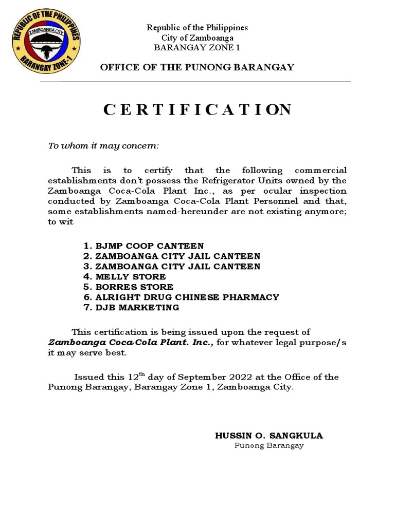 Certificate Coca Cola | PDF