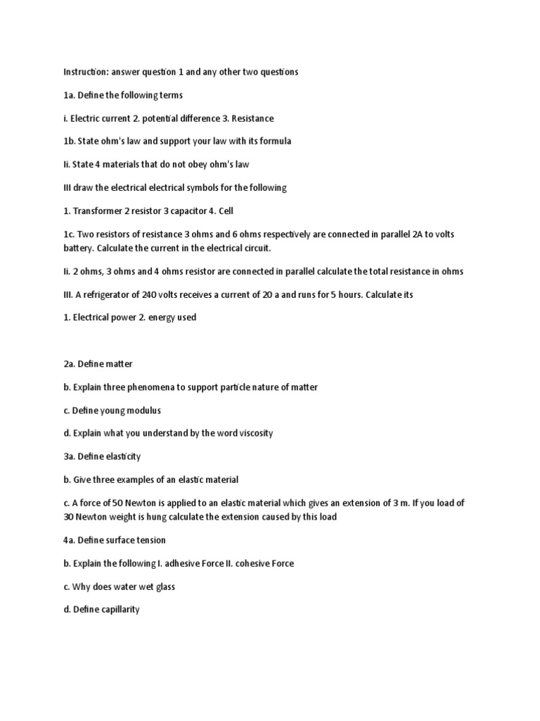 SS1 PHYSICS THEORY | PDF