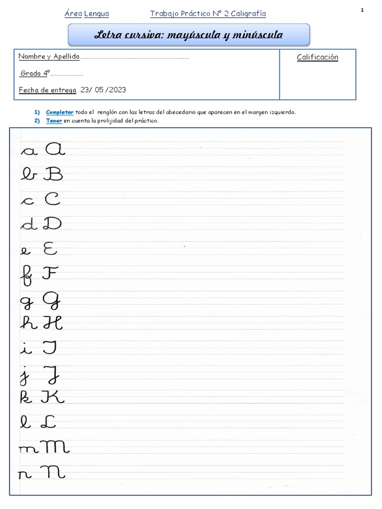 Abecedario en Cursiva para Practicar | PDF