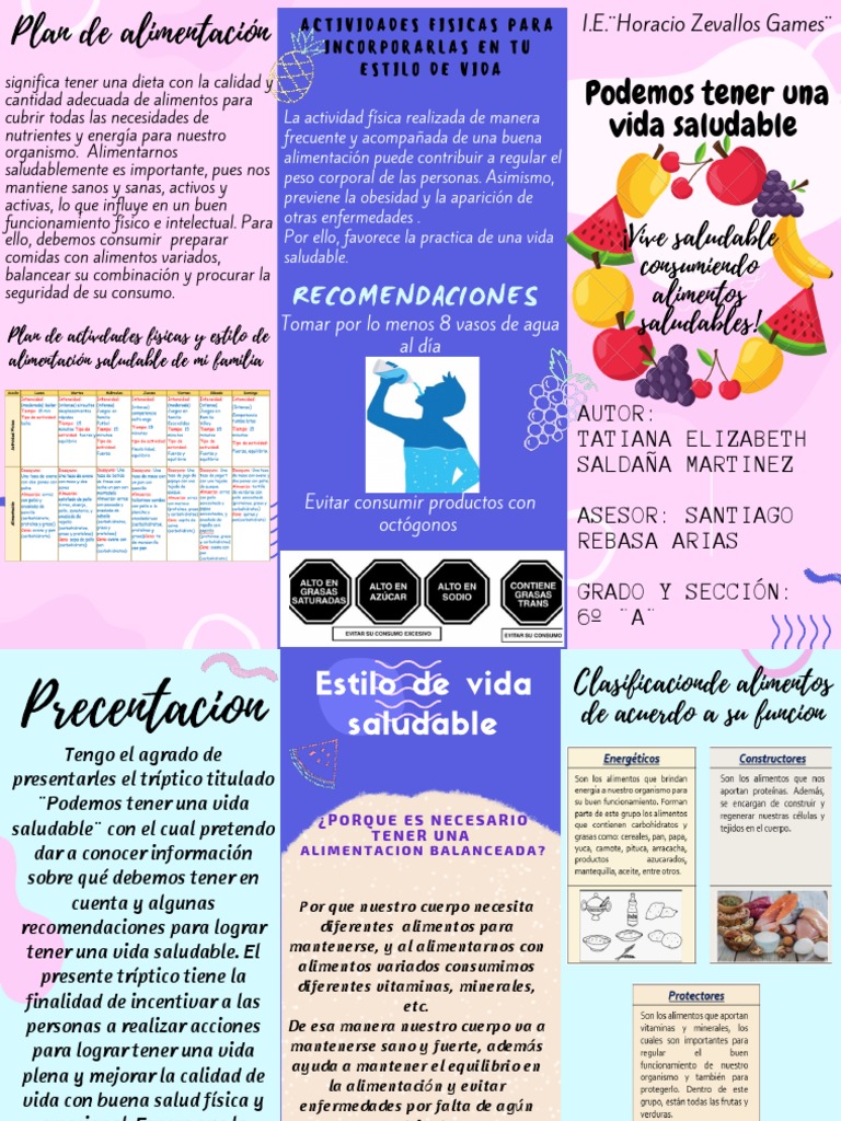 Triptico Podemos Tener Una Vida Saludable | PDF | Alimentos | Dieta