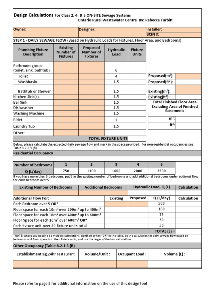 Septic Tank Design Calculations Guide | PDF | Sewage | Bathroom