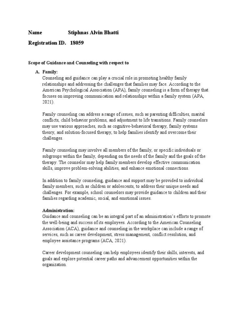 Assignment 2 (Guidance and Counseling) | PDF | Psychotherapy | American ...