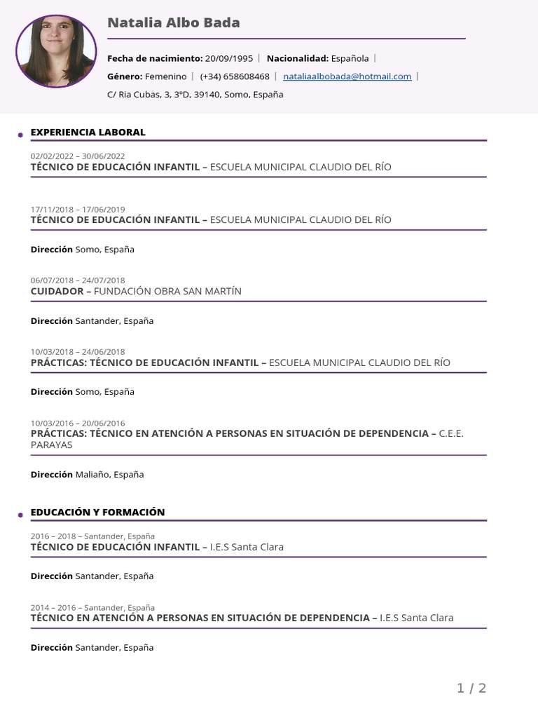 CV - Natalia Albo Bada | PDF