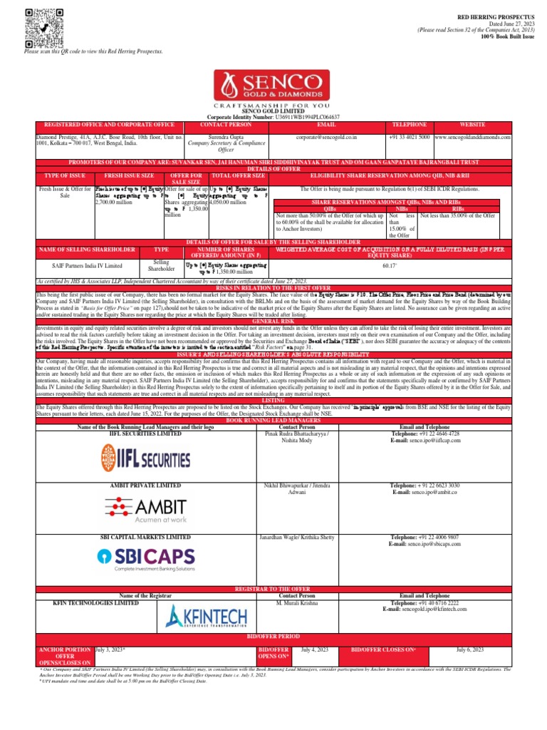 Senco Gold RHP | PDF | Stocks | Investing