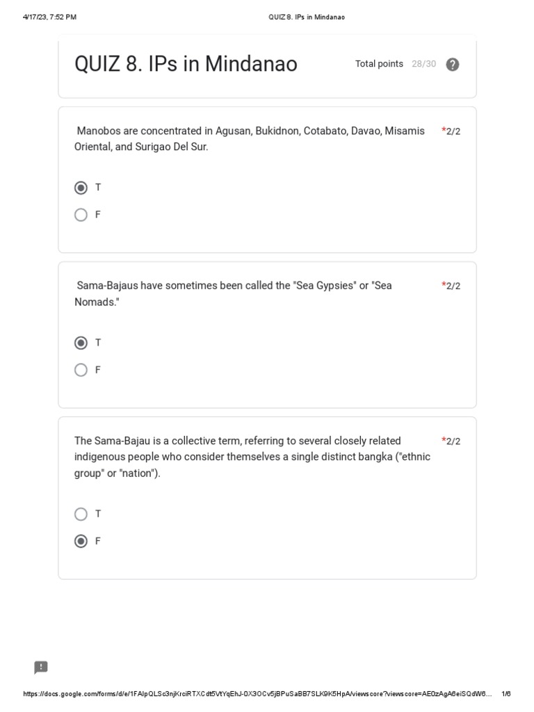QUIZ 8. IPs in Mindanao | PDF | Mindanao | Southeast Asia