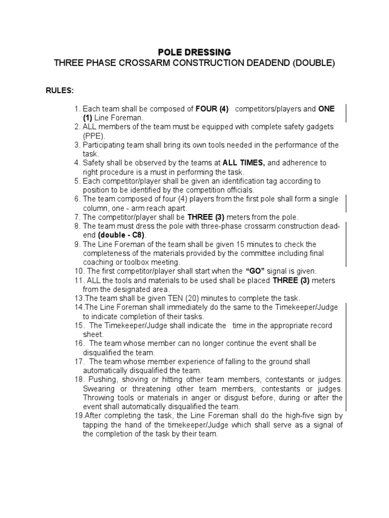 02 POLE DRESSING - Final 1 | PDF | Equipment | Manufactured Goods