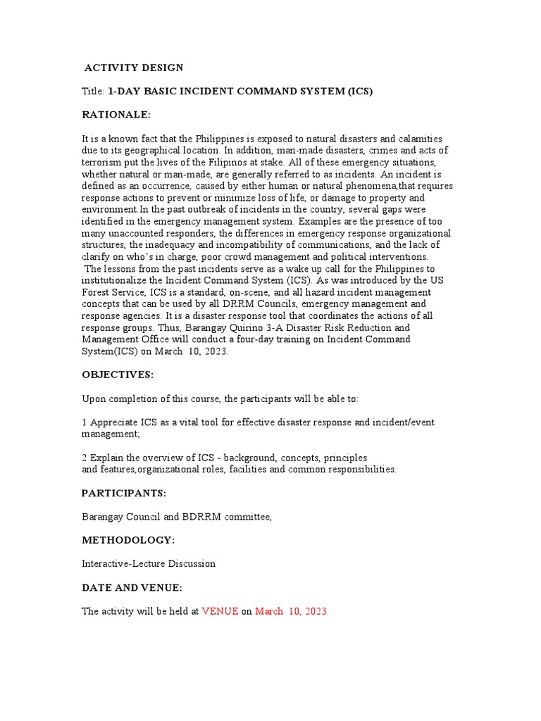 Basic Incident Command System | Download Free PDF | Incident Command ...