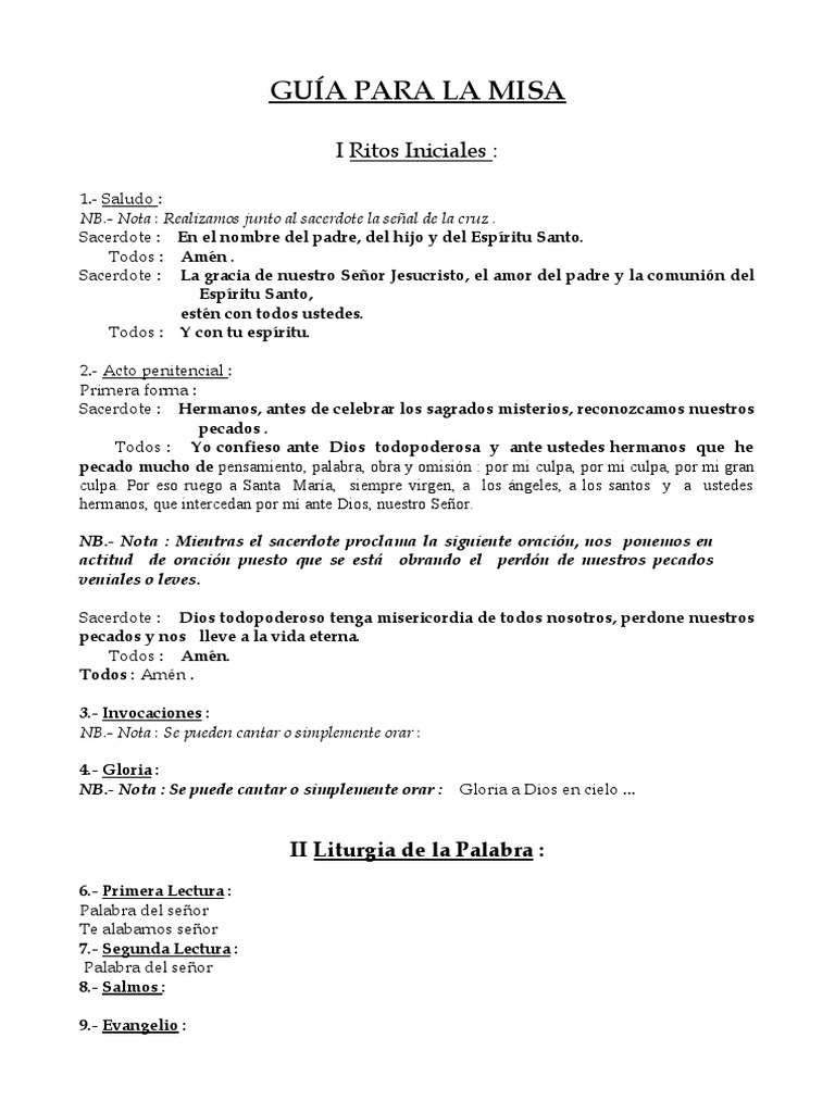Guía para La Misa | Descargar gratis PDF | eucaristía | Misa (liturgia)
