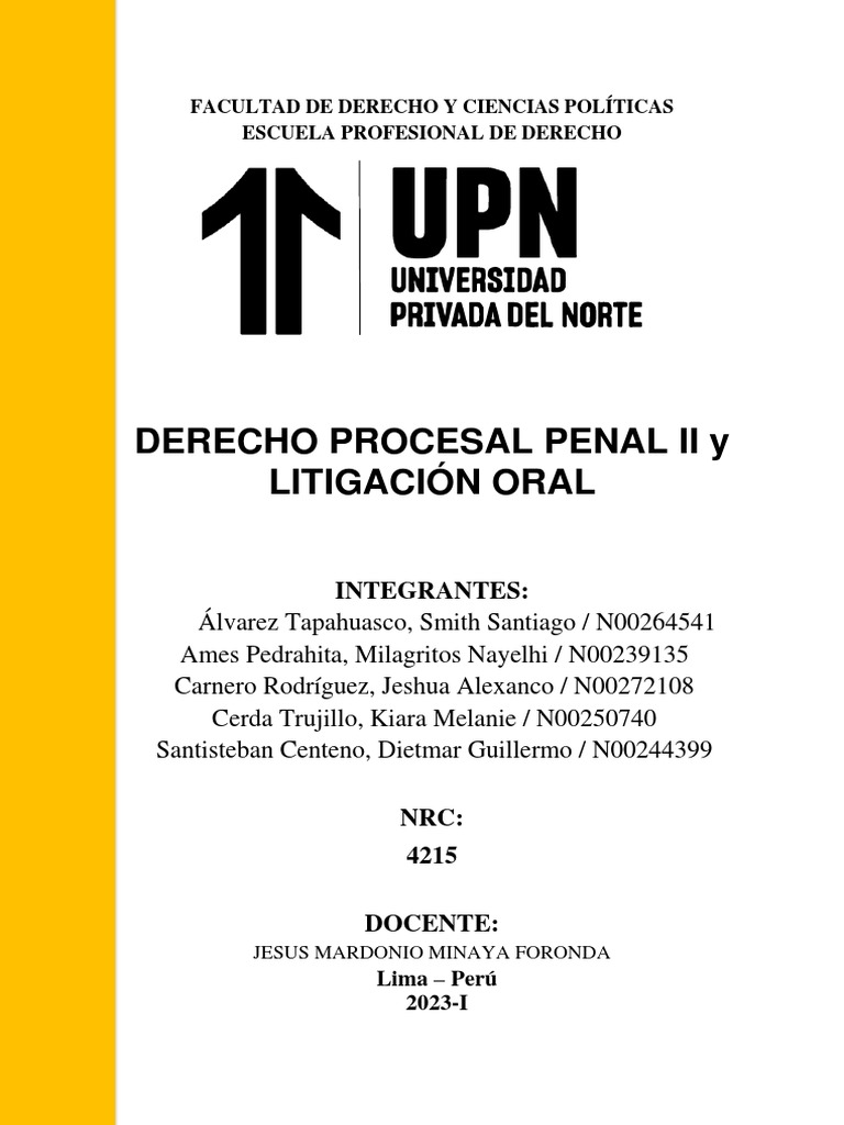 Examen Parcial - Der. Proc. Penal II | PDF | Inferencia | Lógica