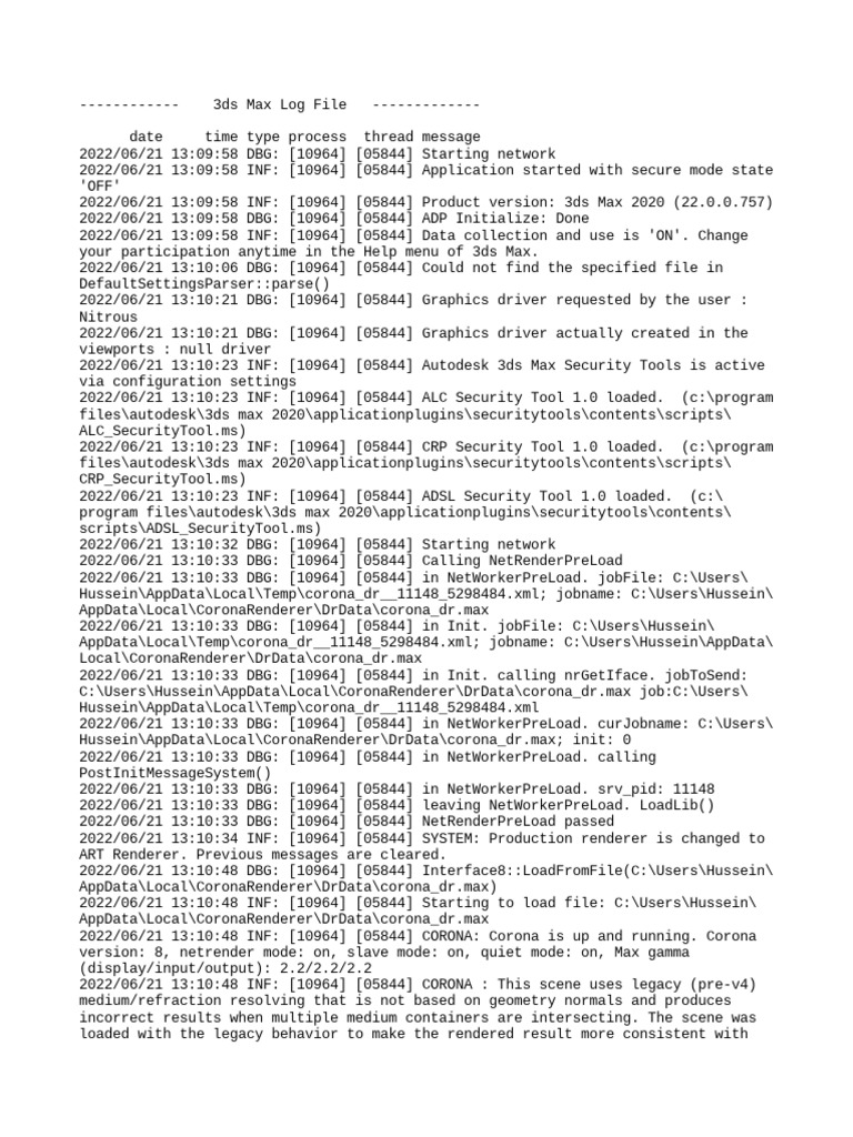 Max Log | PDF | Autodesk 3ds Max | Rendering (Computer Graphics)