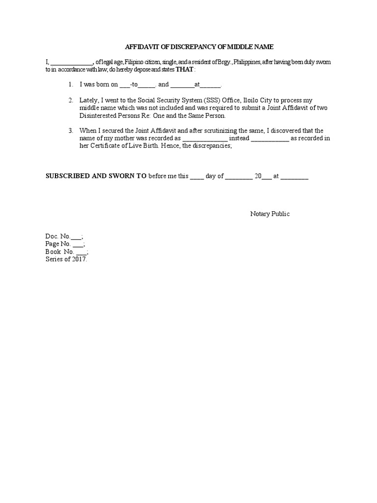 Affidavit for Name Discrepancy | PDF