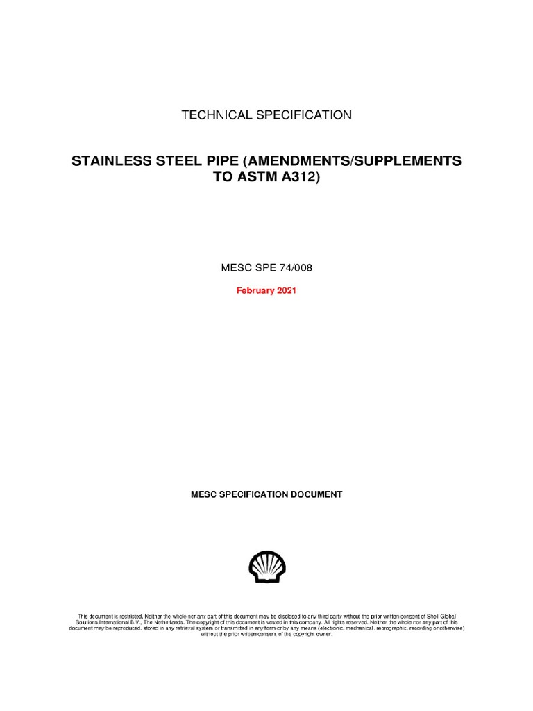 Mesc Spe 74-008 2021-Astm A312-19 | PDF