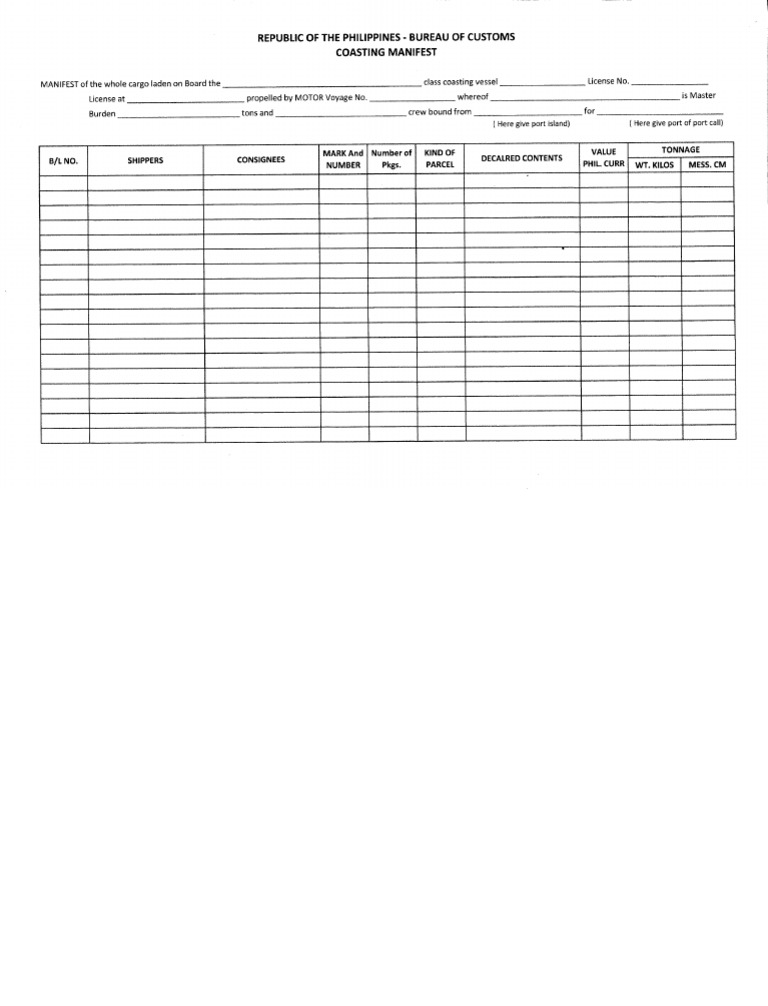 Coasting Manifest Front | PDF