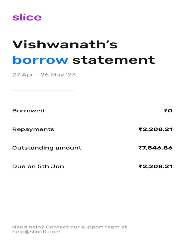 Slice Borrow Statement - May'2023 | PDF