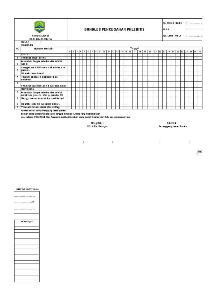 FORM BUNDLE PHLEBITIS Edit | PDF