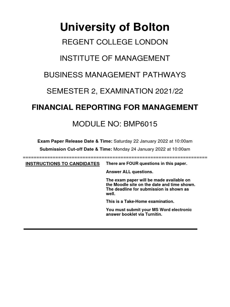 BMP6015 FRM - Exam Paper | PDF