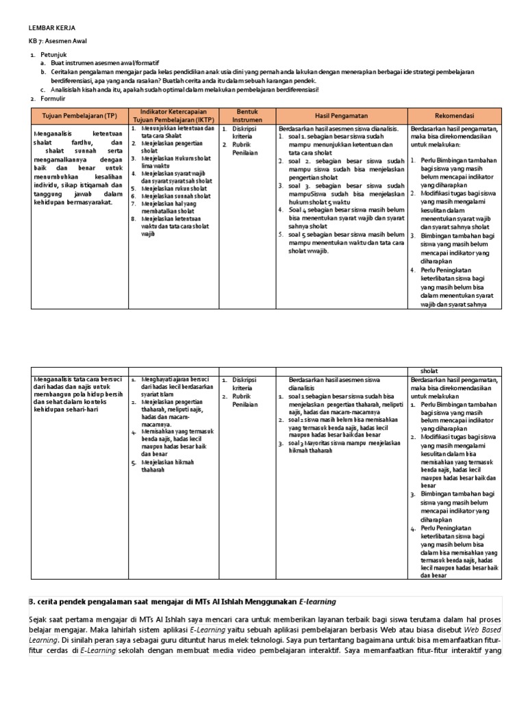 LK-7 Instrumen Asesmen Awal | PDF