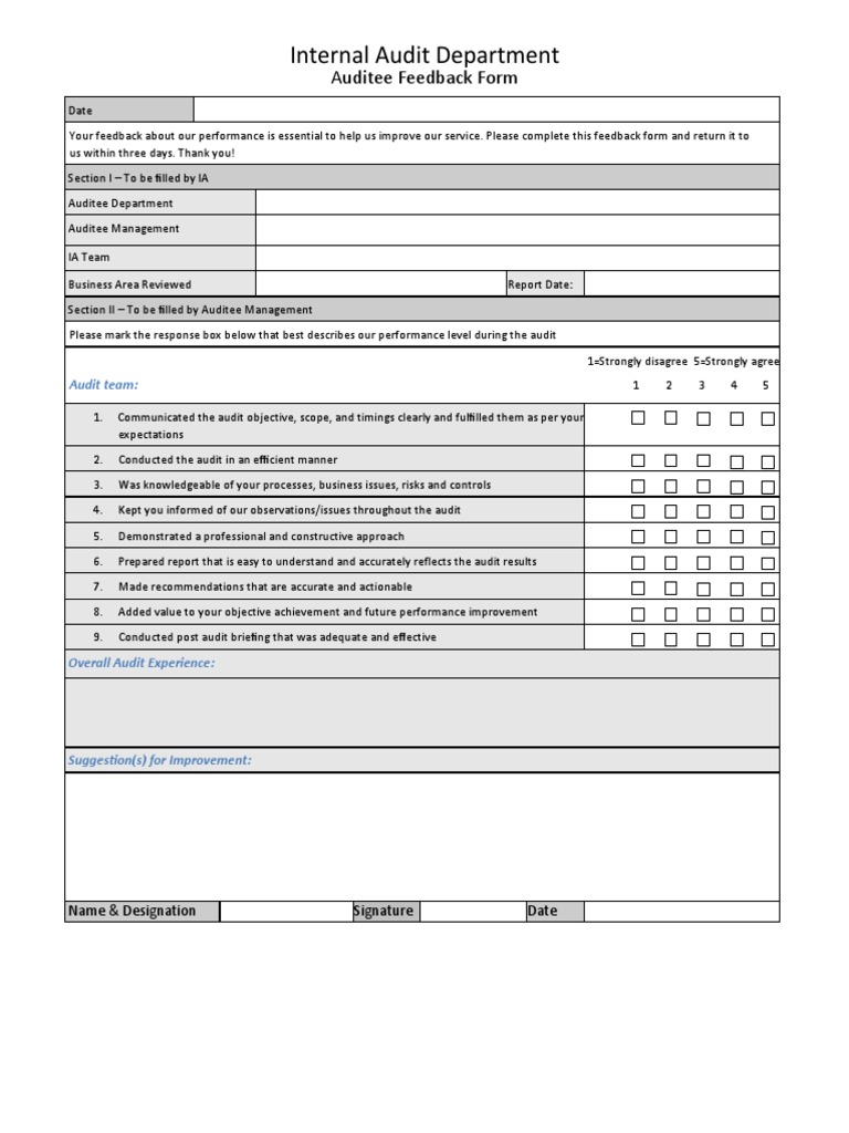 Auditee Feedback Form | PDF