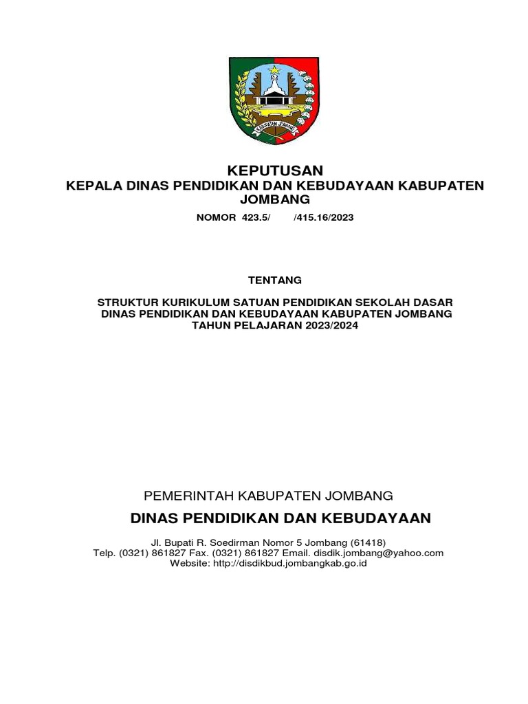 5 Hari Struktur Kurikulum Sd-2023-2024 - Draft | PDF
