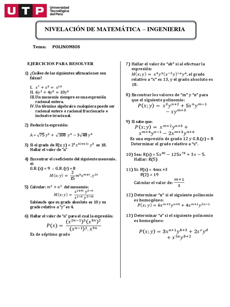S06.s2 - Resolver Ejercicios | PDF | Álgebra abstracta | Matemáticas Aplicadas