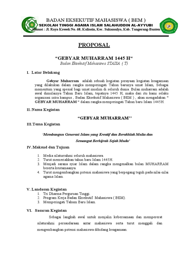Proposal Gebyar Muharram 1445H | PDF