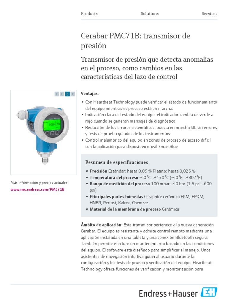Endress-Hauser Cerabar PMC71B ES | PDF