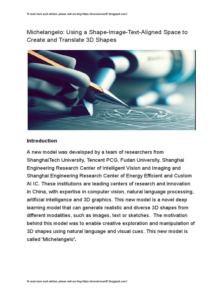 Michelangelo: Using a Shape-Image-Text-Aligned Space to Create and Translate 3D Shapes | PDF