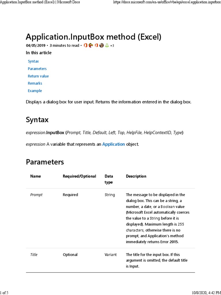 Application - InputBox Method | PDF Application - InputBox Method | PDF