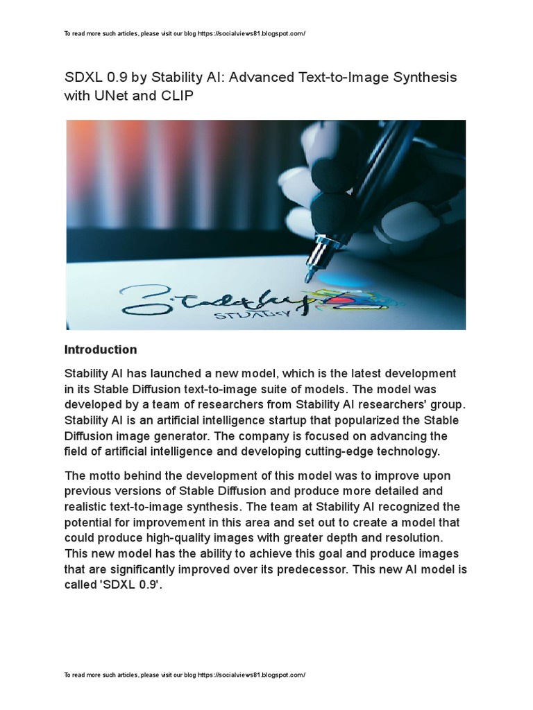 SDXL 0.9 by Stability AI: Advanced Text-to-Image Synthesis With UNet ...