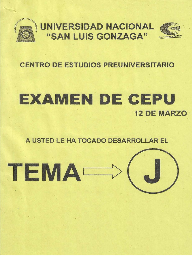 Examen Cepu 2023 I - Tema J | PDF