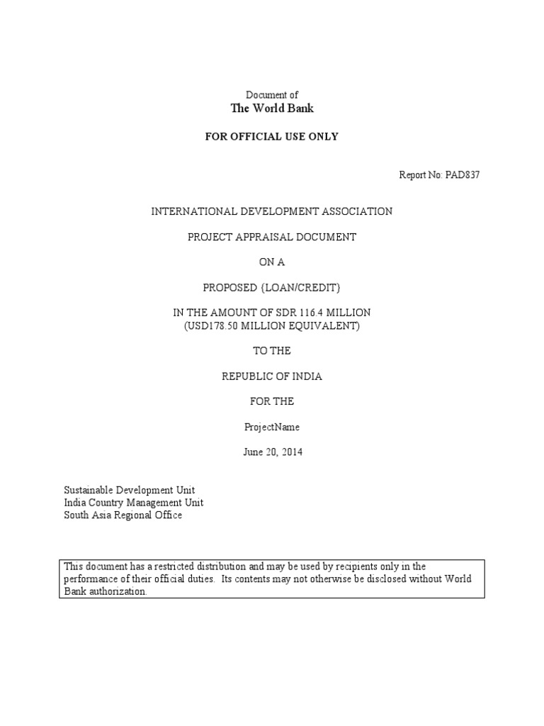 Project Appraisal Document (PAD) Disclosable | PDF | Agriculture ...