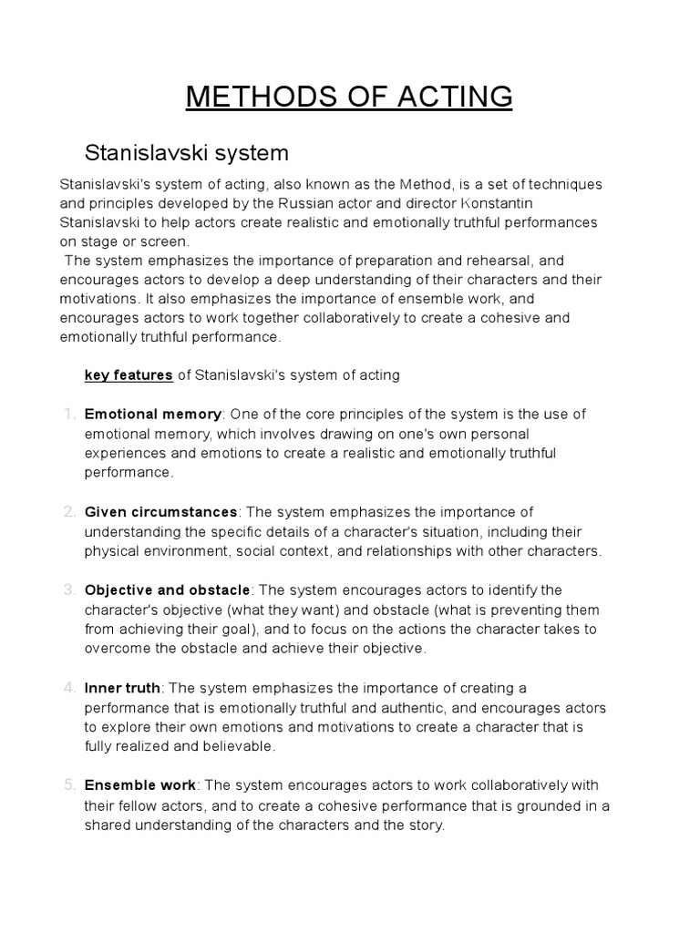 Acting Theory Notes | PDF | Cognition | Psychology