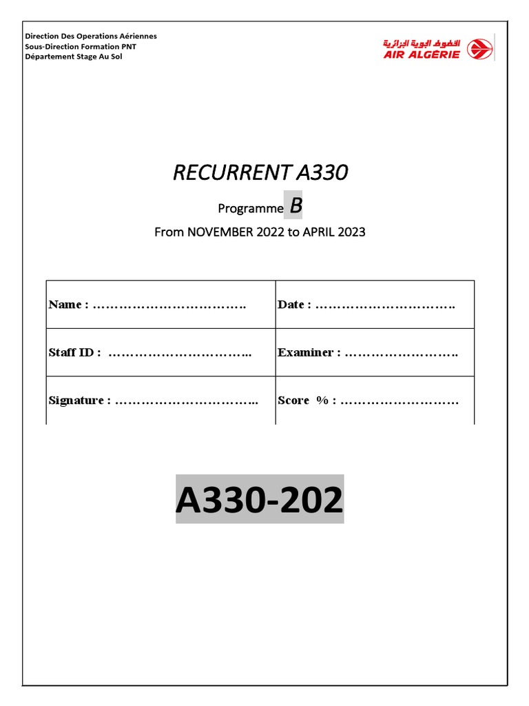 Questionnaire A330 B Corrected | PDF