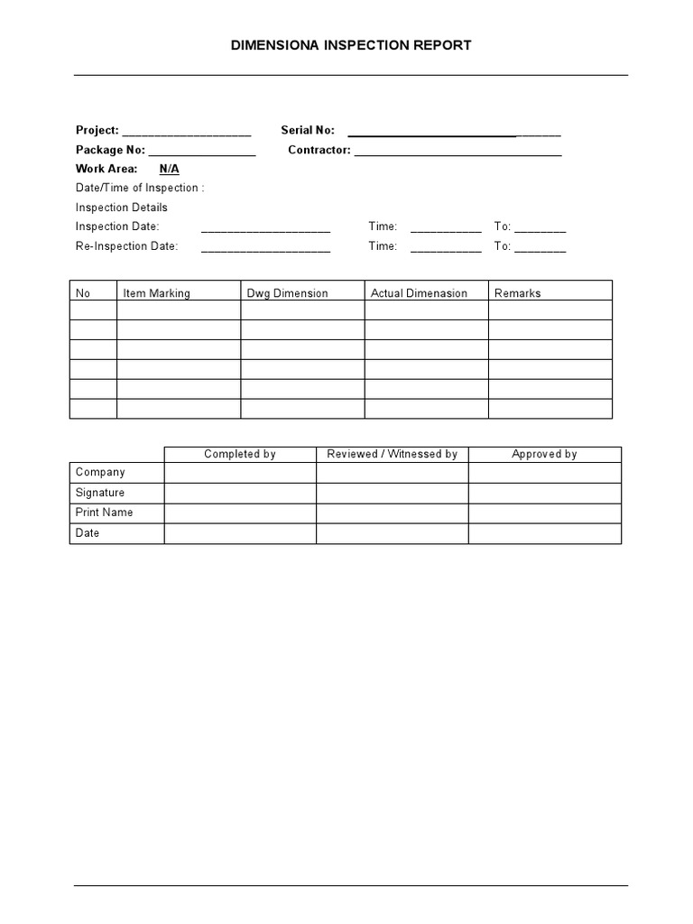 Dimension Inspection Report Sample | PDF
