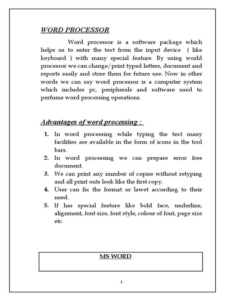 Word Processor | PDF