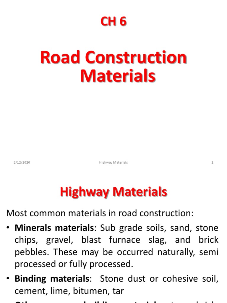 CH 6 Road Construction Material | PDF | Rock (Geology) | Construction Aggregate